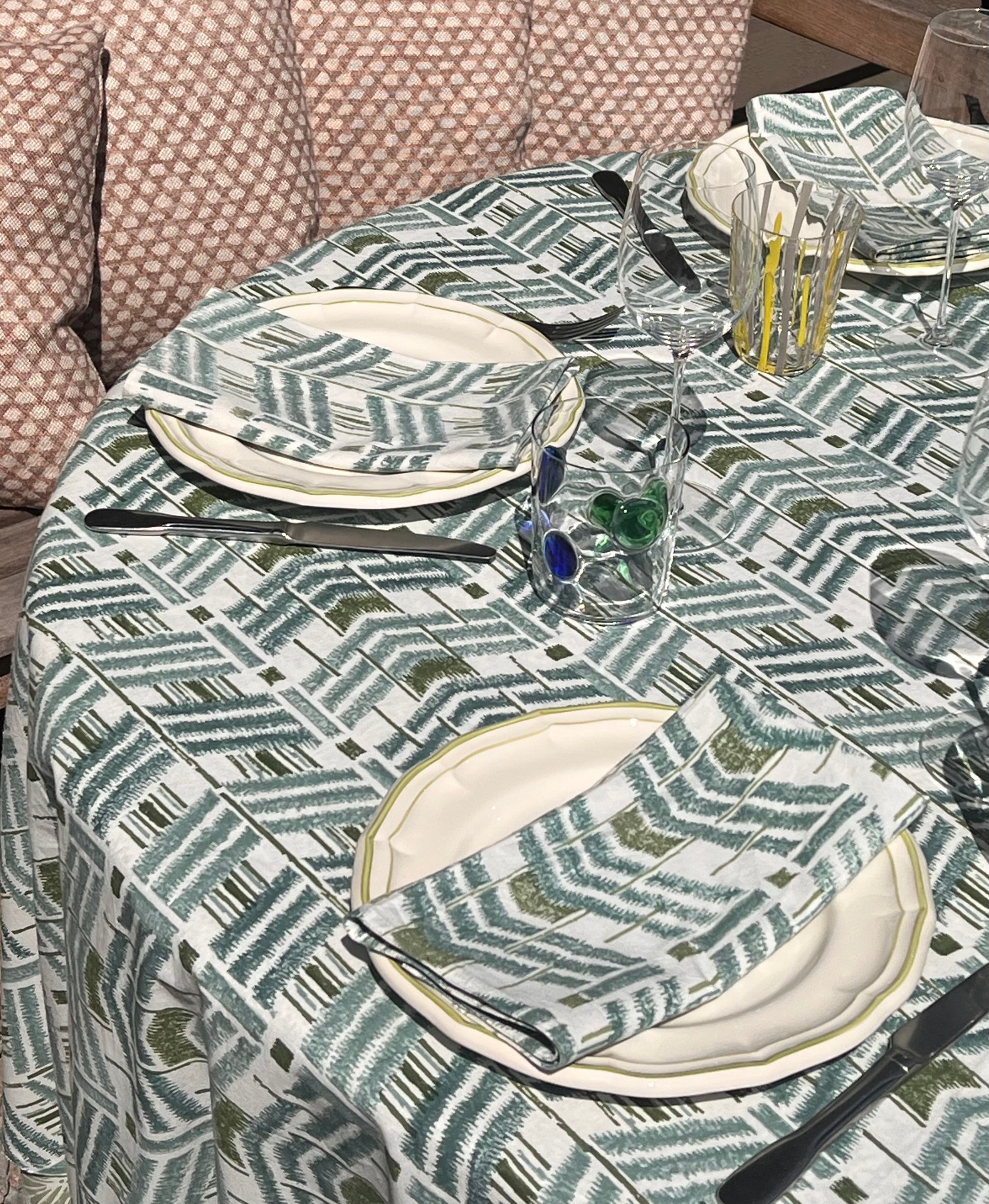 ‘The Ikat’ Tablecloth - Blue Green