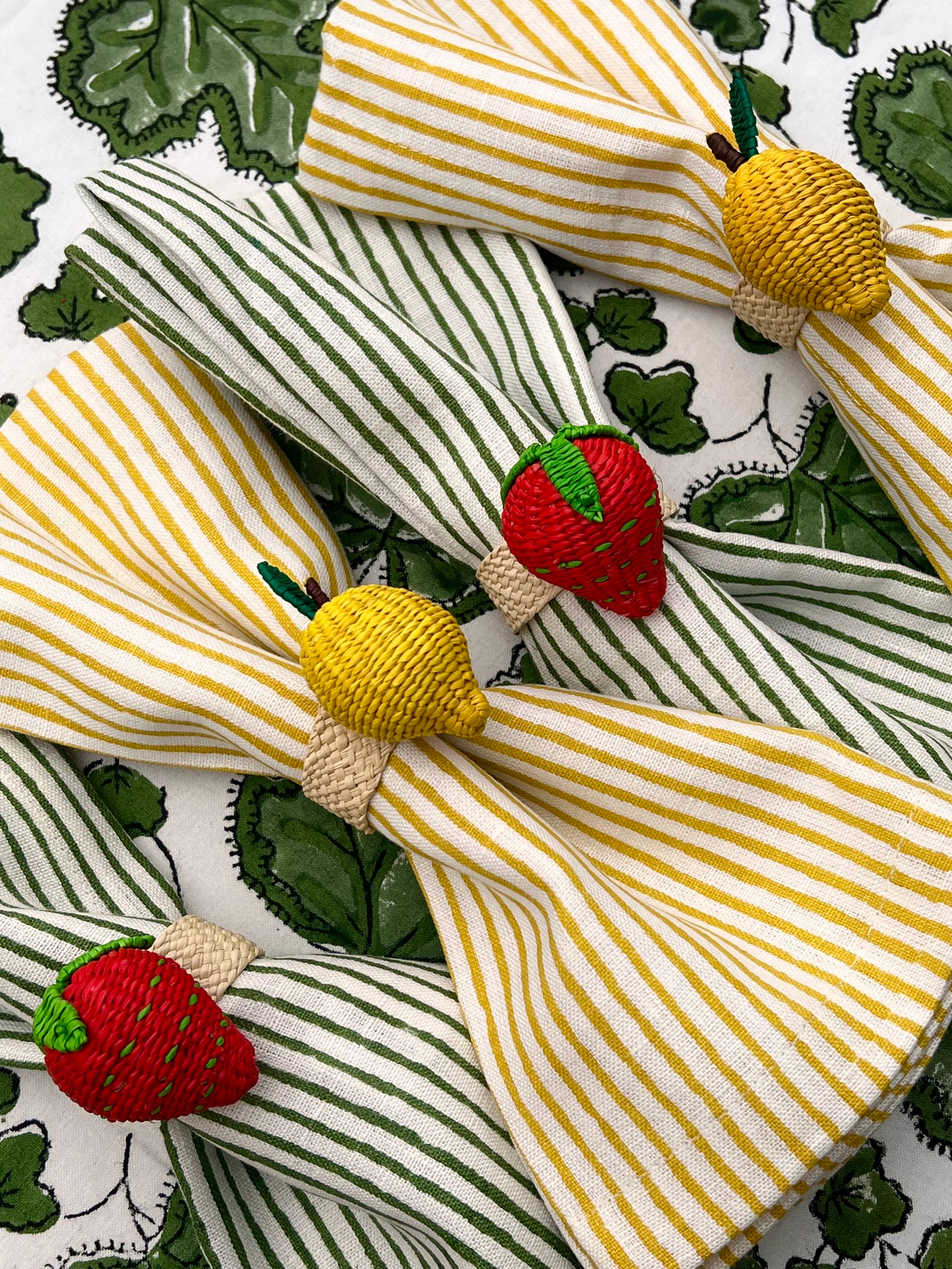 ’The Thin Swedish Stripe’ Napkins - White Base - 100% Linen
